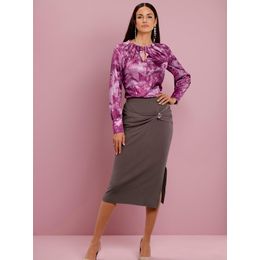 CR&Eacute;ATION L Druckbluse CREATION L, Damen, Gr. 38, malve, dunkelrot, bedruckt, 98% Polyester, 2% Elasthan, bedruckt, gemustert, mehrfarbig, Blusen Druckbluse