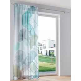 Gardine HEINE HOME Gr. 1, bunt (t&uuml;rkis, natur), B:135cm H:145cm, Polyester, Gardinen, Gardine