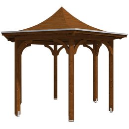 Skan Holz Holzpavillon SKANHOLZ "Versailles", braun (nussbaum), B/H/T: 360cm x 332cm x 418cm, Pavillons, BxTxH: 418x360x332 cm, inkl. Aufschraubstutzen