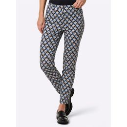 Webhose CREATION L PREMIUM, Damen, Gr. 50, Normalgr&ouml;&szlig;en, bunt (bleu, taupe, bedruckt), 56% Lyocell, 40% Baumwolle, 4% Elasthan, bedruckt, gemustert, mehrfarbig, Hosen