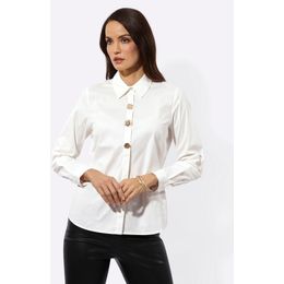 CR&Eacute;ATION L Langarmbluse CREATION L, Damen, Gr. 38, wei&szlig; (ecru), 97% Baumwolle, 3% Elasthan, unifarben, Blusen