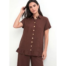 bonprix Oversize Bluse, braun, Gr.38, Lange Oversize Bluse aus Leinen-Baumwoll-Mix mit Rundhalsausschnitt und geradem Saum, aus Leinen