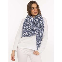 Dreieckstuch Zwillingsherz "Paisley Bl&auml;tter", Damen, blau, Baumwollmischung, Modet&uuml;cher, blumiges Muster, tolles Accessoire, vielseitig tragbar