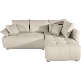 Ecksofa Collection AB, silbergrau, B:213cm H:41cm T:166cm, 100%Polyester, Sofas, Ecksofa, Ecksofa, Schlaffunktion, Bonnelfederkern, Kissen, Armverstellung