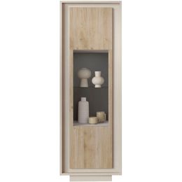 Vitrine Home Affaire "Sky, B/H 67/197 cm, Vitrinenschrank/Standvitrine/Glasvitrine, 1 T&uuml;r", cashmere, eiche cadiz dekor, B:67cm H:197cm T:40cm, Holzwerkstoff, Schr&auml;nke, Vitrine, Softclosing, Korpus & Front 22 mm stark, Rahmen-Optik