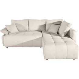 Ecksofa Collection AB, beige, B:213cm H:41cm T:166cm, 100%Polyester, Sofas, Ecksofa, Ecksofa, Schlaffunktion, Bonnelfederkern, Kissen, Armverstellung