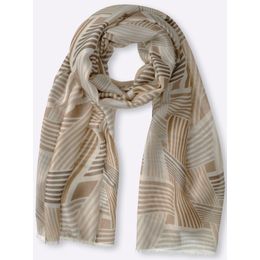 Modeschal Heine, Damen, beige, Viskose, gemustert, Modet&uuml;cher