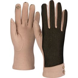 Baumwollhandschuhe styleBREAKER "Touchscreen Handschuhe mit weichem Riffel Muster", Damen, braun (hellbraun), Obermaterial: 70% Baumwolle CO. 30% Polyester PES., Modisch, Handschuhe