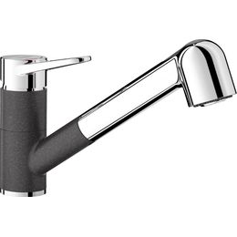 K&uuml;chenarmatur Blanco "BlancoWEGA-S II", grau (anthrazit, chrom), B:25cm H:19cm T:48cm, Messing, Armaturen, mit herausziehbare Zweistrahlbrause, Auslauf 180 schwenkbar