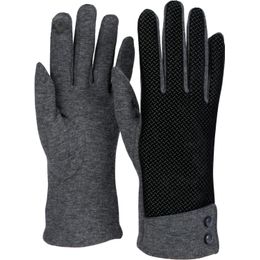 Baumwollhandschuhe styleBREAKER "Touchscreen Handschuhe mit weichem Riffel Muster", Damen, grau, Obermaterial: 70% Baumwolle CO. 30% Polyester PES., Modisch, Handschuhe