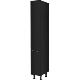 Apothekerschrank Nobilia "Touch", mit 5 Einh&auml;ngek&ouml;rben, Breite 30 cm, H&ouml;he 216,6 cm", schwarz (front: lacklaminat schwarz supermatt, korpus: schwarz), B:30cm H:216,6cm T:58,3cm, Schr&auml;nke, Apothekerschrank, vormontiert, Ein- und Auszugsd&auml;mpfung SoftStoppPro