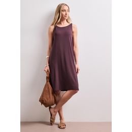Shirtkleid Street One, Damen, Gr. 38, N-Gr, rustic rouge, Web, Obermaterial: 95% Viskose, 5% Elasthan, unifarben, l&auml;ssig geschnitten knielang, Rundhals, Kleider Shirtkleid, Sommerkleid mit Schnallendetail/Viskose-Stretch