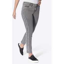 Bequeme Jeans Heine, Damen, Gr. 38, Normalgr&ouml;&szlig;en, grau (grau denim), 98% Baumwolle, 2% Elasthan, unifarben, 7/8-L&auml;nge, Jeans