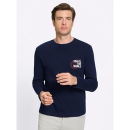 Langarmshirt Catamaran "Langarm-Shirt", Herren, Gr. 44/46, blau (marine, bedruckt), 100% Baumwolle, bedruckt, gemustert, unifarben, Rundhals, Shirts Langarmshirt