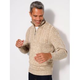 Polokragenpullover CLASSIC "Pullover", Herren, Gr. 48, beige (beige, meliert), 100% Polyacryl, meliert, Pullover