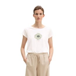 Marc O'Polo T-Shirt MARC O'POLO "aus leichtem Single Jersey", Damen, Gr. L, wei&szlig;, Obermaterial: 100% Baumwolle, bedruckt, Basic, regular fit, U-Boot-Ausschnitt, Shirts T-Shirt