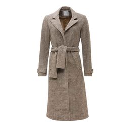 Langmantel RICANO "Mantel Dafne", Damen, Gr. M, beige (braun), Obermaterial: 65% Polyester PES. 25% Polyacryl PAN. 10% Wolle WO. Futter: 100% Polyester PES., normal, V-Ausschnitt, M&auml;ntel, Handgefertigt, Made in Italy