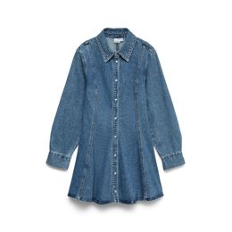 V&eacute;ro Moda Jeanskleid VERO MODA "VMJESSIE LS SHORT DENIM DRESS NOOS", Damen, Gr. L, N-Gr, medium blau denim, Denim/Jeans, Obermaterial: 80% Baumwolle, 20% Polyester, unifarben, kurz, Kleider, Baumwollmischung