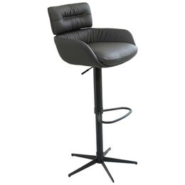 Dieter Knoll Collection Dieter Knoll Barhocker, Schwarz, Metall, Leder, Echtleder, Rindleder, Drehkreuz, 54x105x53 cm, SGS-gepr&uuml;ft, Sitzfl&auml;che 360&deg; drehbar, Esszimmer, Barm&ouml;bel, Barhocker