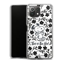 DeinDesign Xiaomi Mi 11 Lite 5G NE Handy Silikon H&uuml;lle Case transparent Handyh&uuml;lle Flowers Peanuts Snoopy Silikon Case