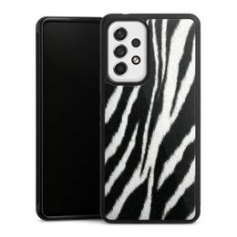 DeinDesign Galaxy A53 5G Handy Gallery Case Handyh&uuml;lle 9H Geh&auml;rtetes Glas R&uuml;ckseite H&uuml;lle Zebra Fur Muster Gallery Case