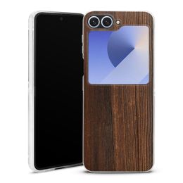 DeinDesign Galaxy Z Flip 6 Handy Hard Case Schutzh&uuml;lle transparent Smartphone Handy H&uuml;lle Nut Tree Wood Wooden Look Hard Case