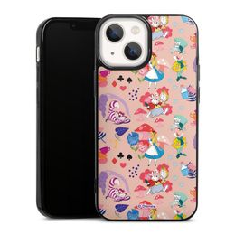 DeinDesign iPhone 13 Mini Handy Slim Case extra d&uuml;nn Silikon Handyh&uuml;lle schwarz H&uuml;lle Alice In Wonderland Muster Disney Silikon Slim Case