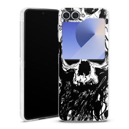 DeinDesign Galaxy Z Flip 6 Handy Hard Case Schutzh&uuml;lle transparent Smartphone Handy H&uuml;lle Halloween Totenkopf Skulls Hard Case