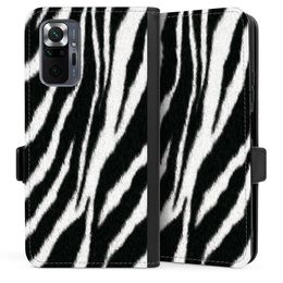 DeinDesign Xiaomi Redmi Note 10 Pro Handy Klapph&uuml;lle Handyh&uuml;lle aus Kunst Leder schwarz Flip Case Fur Muster Zebra Sideflip mit langer Lasche