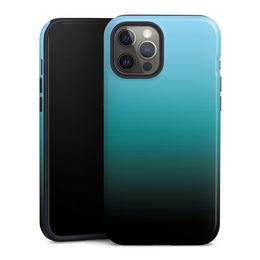 DeinDesign iPhone 12 Pro Max Handy Panzer Handyh&uuml;lle robuste Outdoor H&uuml;lle Schutzh&uuml;lle gl&auml;nzend Ombre Black Two-Tone Tough Case