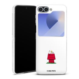 DeinDesign Galaxy Z Flip 6 Handy Hard Case Schutzh&uuml;lle transparent Smartphone Handy H&uuml;lle Snoopy Official Licensed Product Peanuts Hard Case