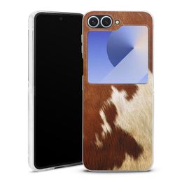 DeinDesign Galaxy Z Flip 7 FE Handy Hard Case Schutzh&uuml;lle transparent Smartphone Handy H&uuml;lle Fur Cow Animal Look Hard Case