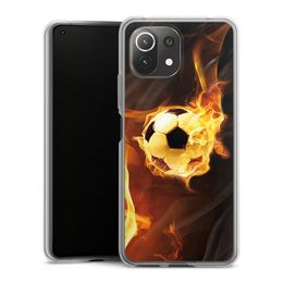 DeinDesign Xiaomi Mi 11 Lite 5G NE Handy Silikon H&uuml;lle Case transparent Handyh&uuml;lle Ball Fire Soccer Silikon Case