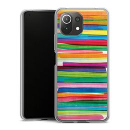 DeinDesign Xiaomi Mi 11 Lite 5G NE Handy Silikon H&uuml;lle Case transparent Handyh&uuml;lle Water Colour Stripes Colourful Silikon Case