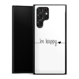 DeinDesign Galaxy S22 Ultra Handy Silikon H&uuml;lle Case schwarz Handyh&uuml;lle Statement Happiness Sayings