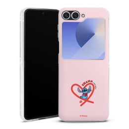 DeinDesign Galaxy Z Flip 6 Handy Hard Case Schutzh&uuml;lle transparent Smartphone Handy H&uuml;lle Lilo & Stitch Heart Disney Hard Case