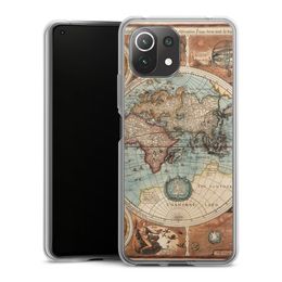 DeinDesign Xiaomi Mi 11 Lite 5G NE Handy Silikon H&uuml;lle Case transparent Handyh&uuml;lle World Map Vintage Map Silikon Case