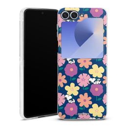 DeinDesign Galaxy Z Flip 6 Handy Hard Case Schutzh&uuml;lle transparent Smartphone Handy H&uuml;lle Flowers Muster Snoopy Hard Case