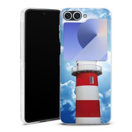 DeinDesign Galaxy Z Flip 6 Handy Hard Case Schutzh&uuml;lle transparent Smartphone Handy H&uuml;lle Sky Lighthouse Cloud Hard Case