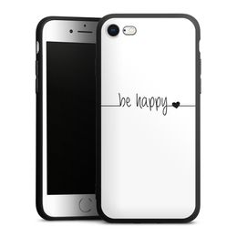 DeinDesign iPhone SE (2020) Handy Premium Silikon H&uuml;lle Handyh&uuml;lle schwarz Case Sayings Statement Happiness Silikon Premium Case
