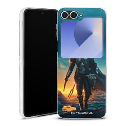 DeinDesign Galaxy Z Flip 7 FE Handy Hard Case Schutzh&uuml;lle transparent Smartphone Handy H&uuml;lle Sunset Star Wars The Mandalorian Hard Case