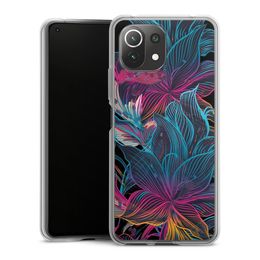 DeinDesign Xiaomi Mi 11 Lite 5G NE Handy Silikon H&uuml;lle Case transparent Handyh&uuml;lle Colourful Neon Flowers Silikon Case