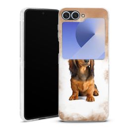 DeinDesign Galaxy Z Flip 7 FE Handy Hard Case Schutzh&uuml;lle transparent Smartphone Handy H&uuml;lle Dog Dachshund Pet Hard Case