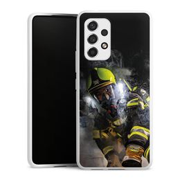 DeinDesign Galaxy A53 5G Handy Silikon H&uuml;lle Case wei&szlig; Handyh&uuml;lle Fire Fire Fighter Fire Fighters Silikon Case