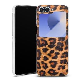 DeinDesign Galaxy Z Flip 6 Handy Hard Case Schutzh&uuml;lle transparent Smartphone Handy H&uuml;lle Animal Print Leopard Fur Hard Case