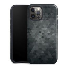 DeinDesign iPhone 12 Pro Max Handy Panzer Handyh&uuml;lle robuste Outdoor H&uuml;lle Schutzh&uuml;lle gl&auml;nzend Muster Black Triangle Tough Case