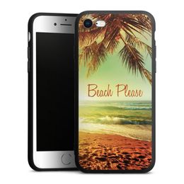 DeinDesign iPhone SE (2020) Handy Premium Silikon H&uuml;lle Handyh&uuml;lle schwarz Case Beach Palm Tree Urlaub Silikon Premium Case