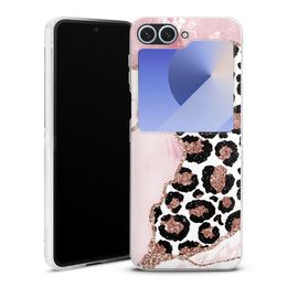 DeinDesign Galaxy Z Flip 6 Handy Hard Case Schutzh&uuml;lle transparent Smartphone Handy H&uuml;lle Glitzer Marble Leopard Hard Case
