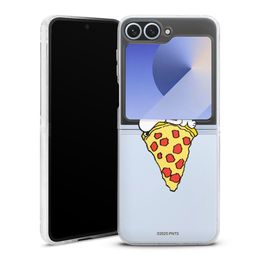 DeinDesign Galaxy Z Flip 7 FE Handy Hard Case Schutzh&uuml;lle transparent Smartphone Handy H&uuml;lle Snoopy Pizza Peanuts Hard Case
