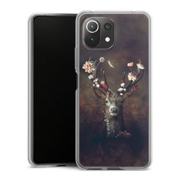 DeinDesign Xiaomi Mi 11 Lite 5G NE Handy Silikon H&uuml;lle Case transparent Handyh&uuml;lle Rehe Reindeer Flowers Silikon Case